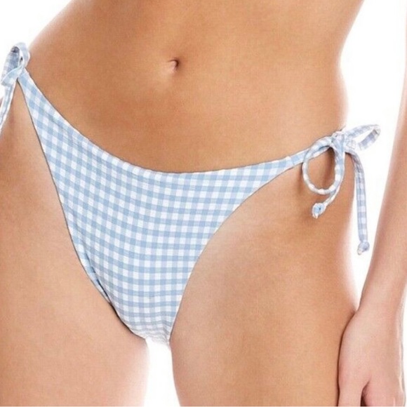 Andie | Swim | Andie Swim Blue Gingham String Bikini Bottom Beach Retro Pin Up Plaid Size Large ...